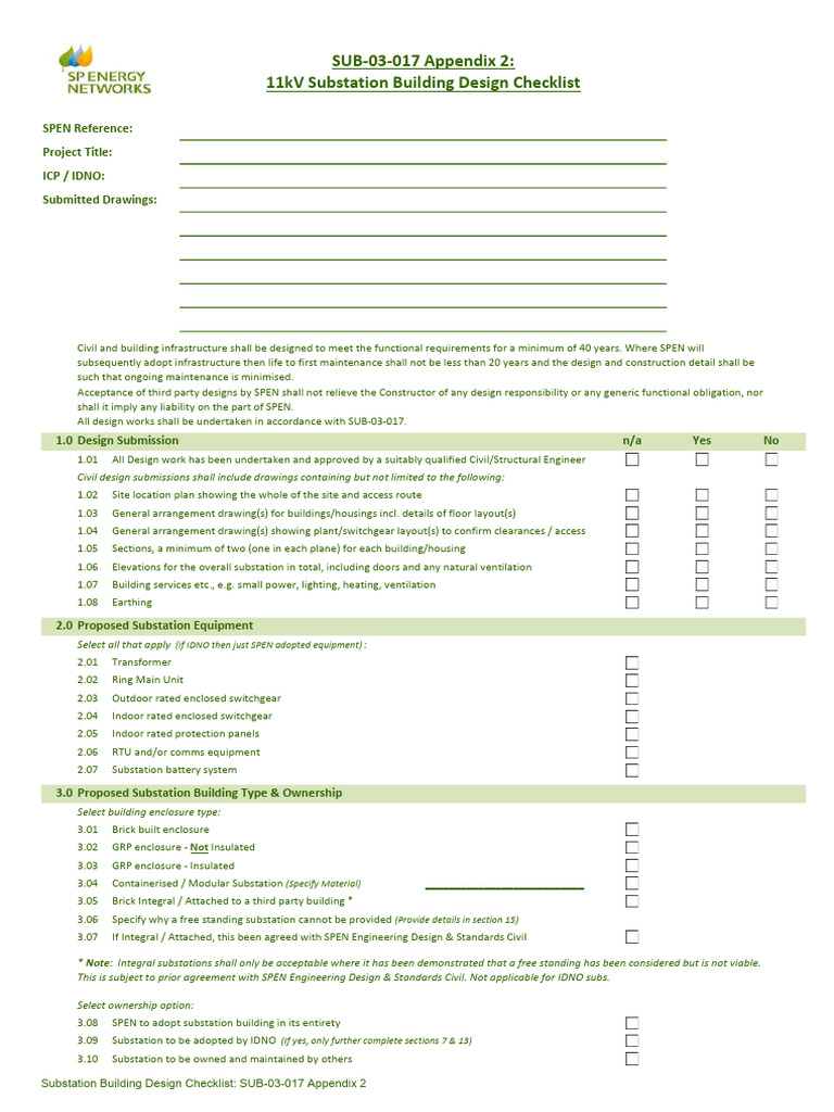 Substation Building Design Checklist | Download Free PDF | Wall | Concrete