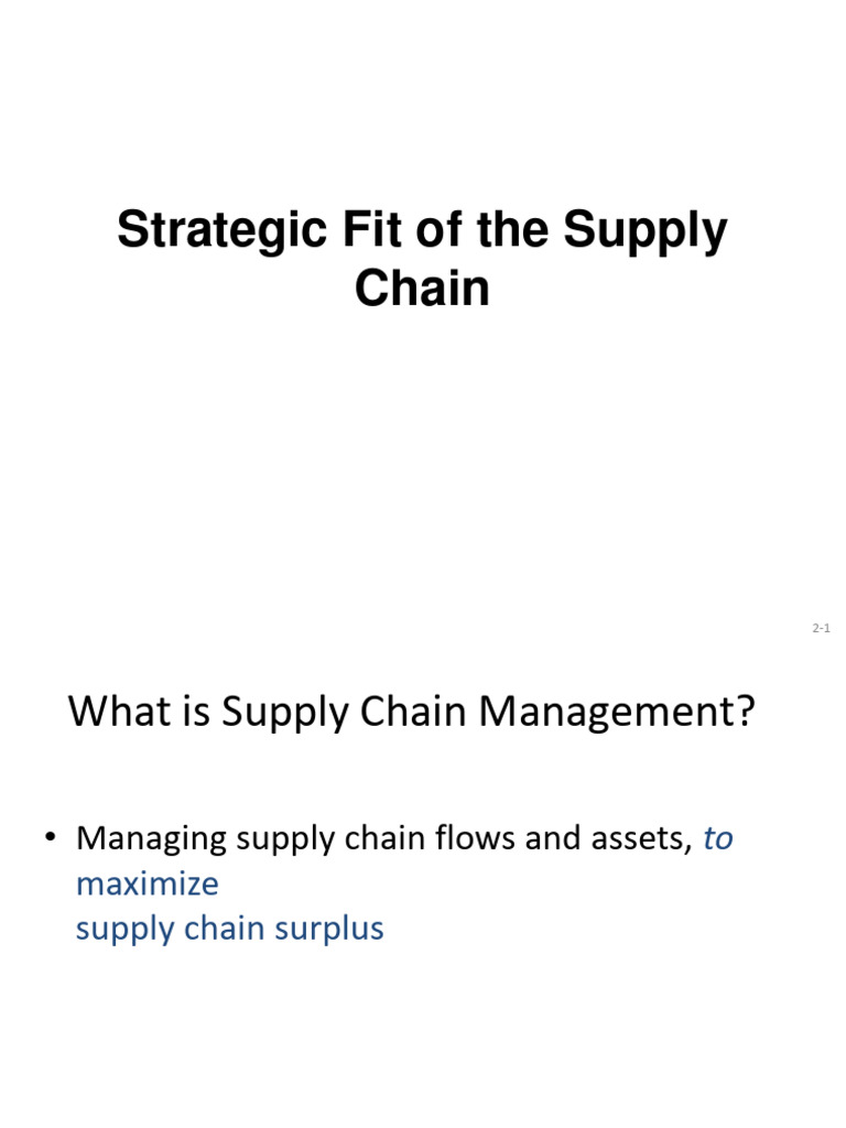 Strategic Fit Lecture 2 | PDF | Strategic Management | Supply Chain