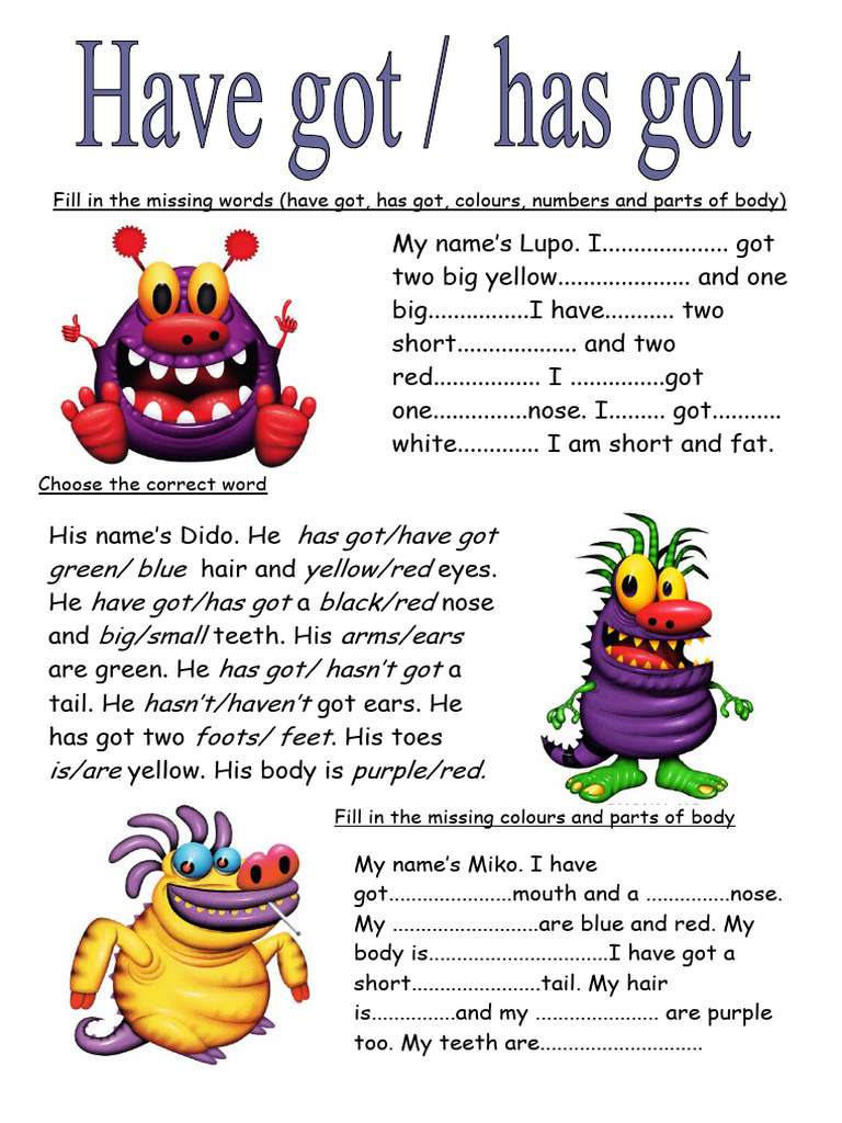 Have Got Has Got-Description (1) . | PDF | Language Arts & Discipline ...