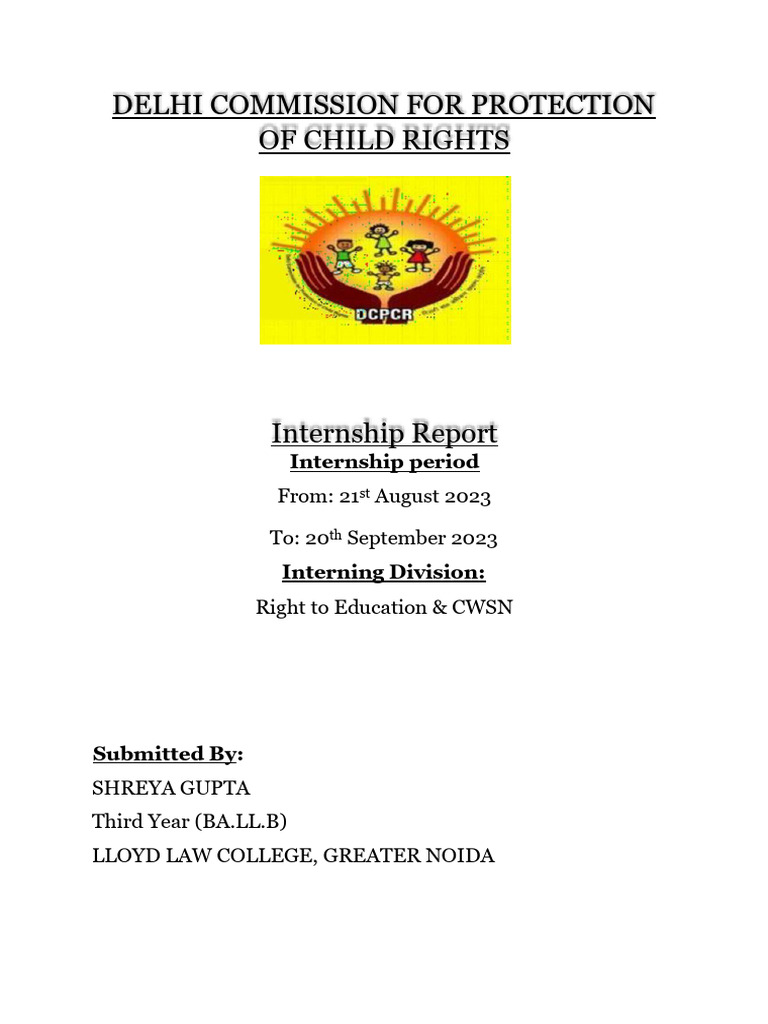 DCPCR Internship Report: RTE & CWSN | PDF | Children's Rights | Justice