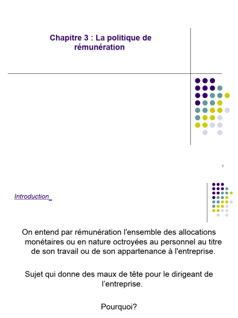 GRH Ch3 Rémunération 23 24 | PDF | Salaires | Business