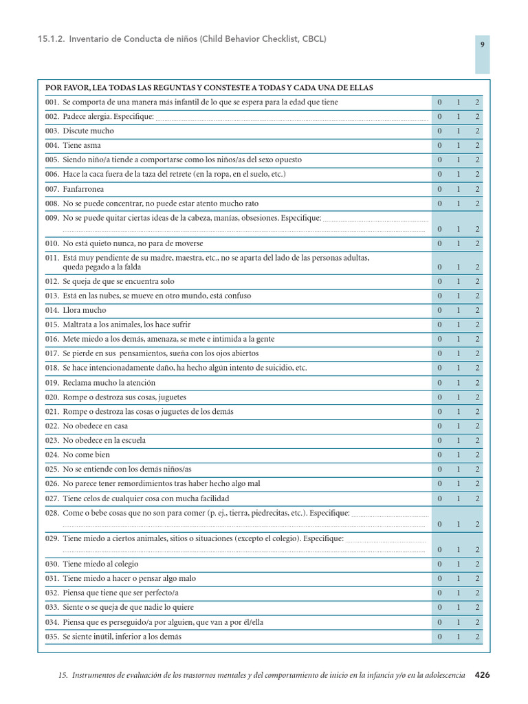 Cbcl_CHECK_DESARROLLO_INFANTIL-9 | PDF
