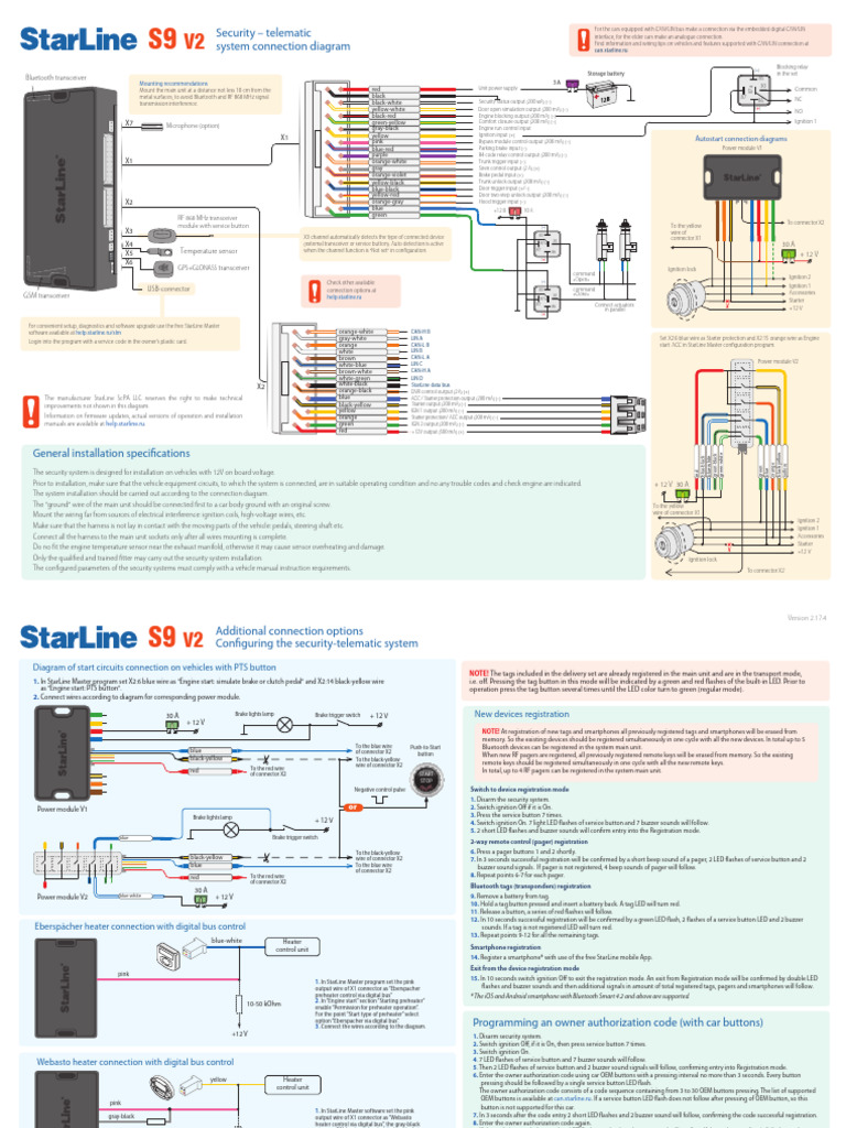StarLine S9 V2 Installation Manual | PDF | Ignition System | Electrical ...