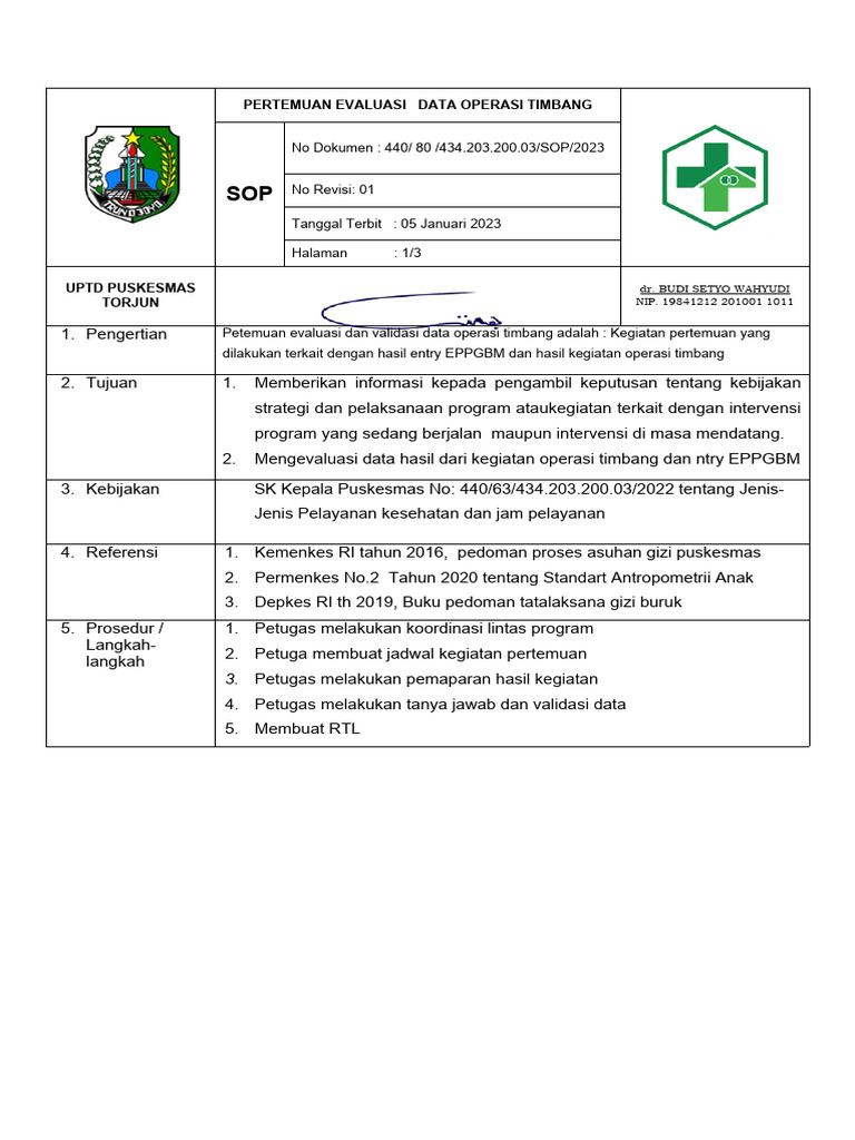 Sop Perteevaluasi Dan Validasi Data Operasi Timbang | PDF | Bisnis ...
