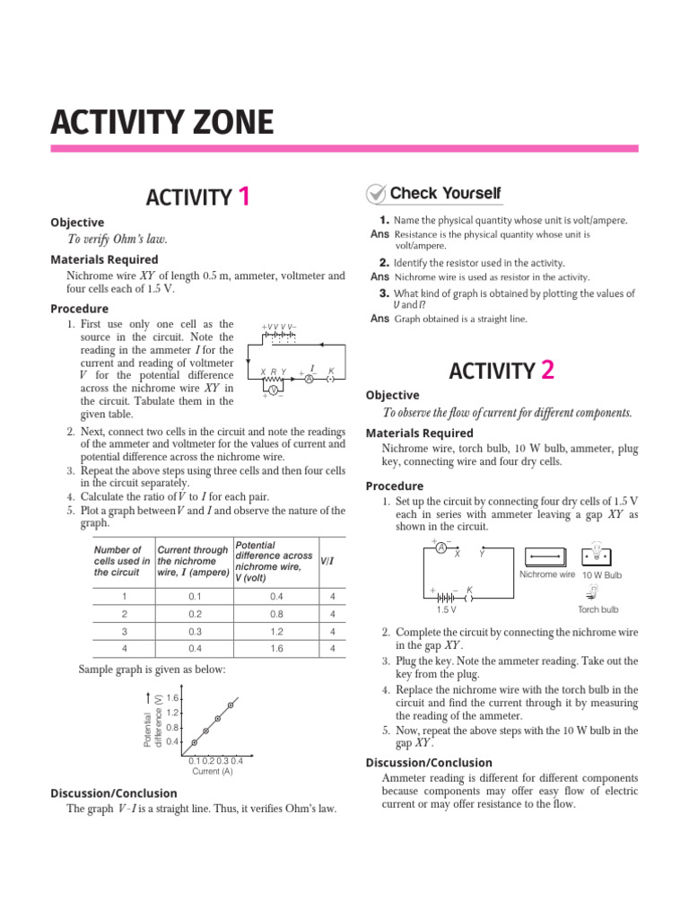 All in One SCIENCE 10 - Activity - CH 11 | PDF | Voltage | Electrical ...