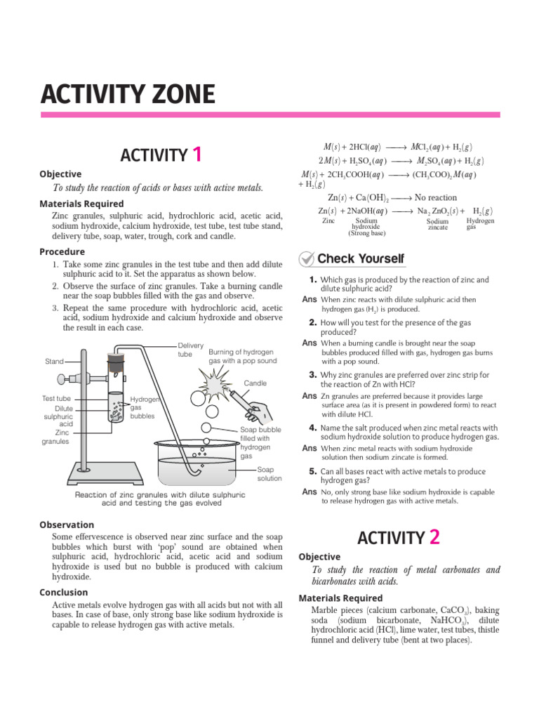 All in One SCIENCE 10 Activity CH 2 | PDF | Hydrochloric Acid | Acid