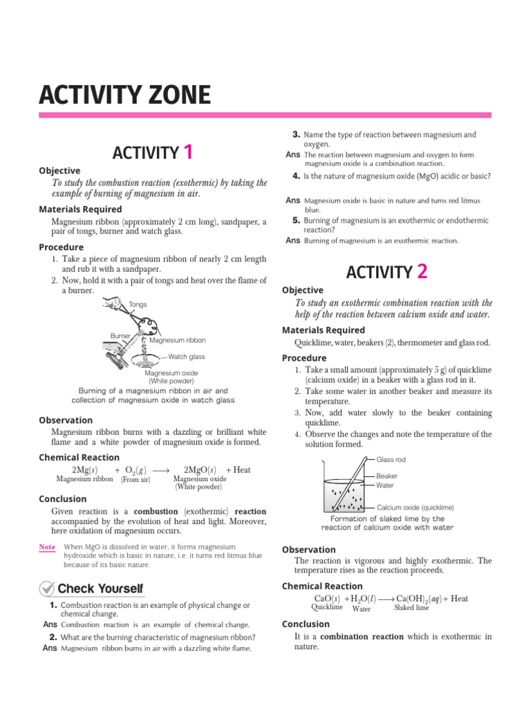 All in One SCIENCE - 10 - Activity - CH 1 | PDF | Chlorine | Magnesium