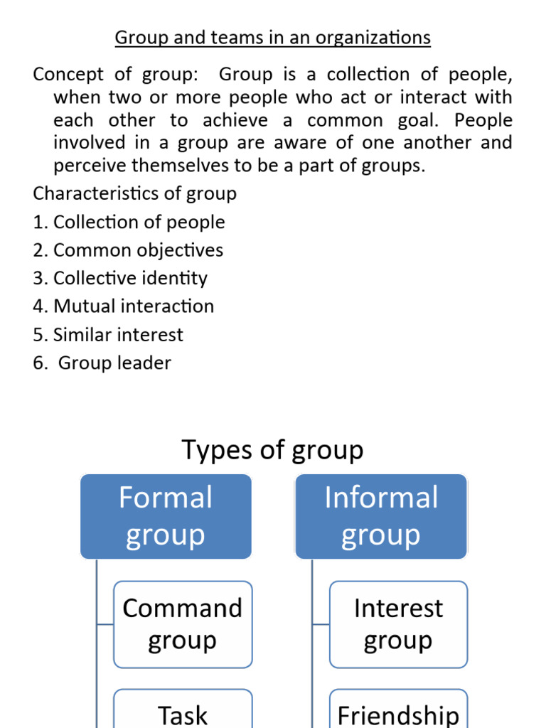 Types and Dynamics of Organizational Groups | PDF | Leadership ...