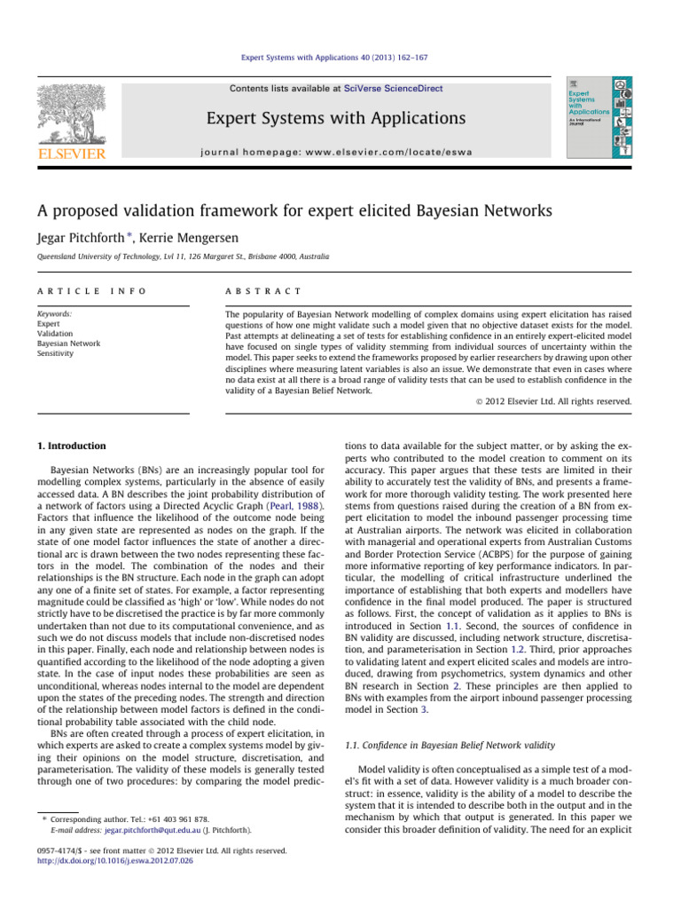A Proposed Validation Framework For Expert Elicited Bayesian Networks Download Free Pdf 