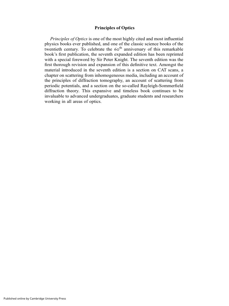 Principles of Optics - Max Born, Emil Wolf | PDF | Materials Science ...
