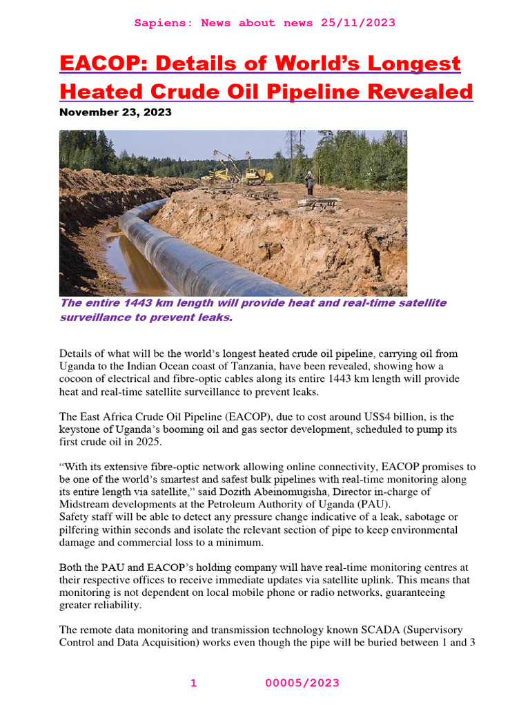EACOP | PDF | Pipeline Transport | Petroleum
