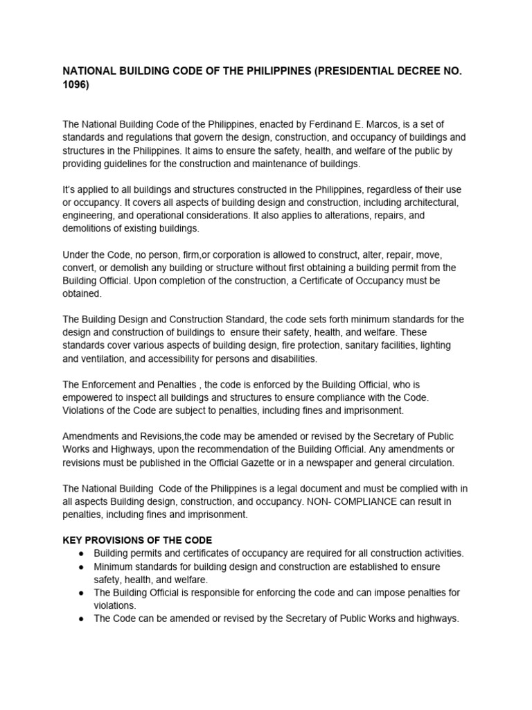 PD 1096 National Building Code | PDF | Building Code | Building