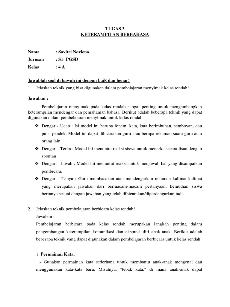 Tugas 3 Keterampilan Berbahasa | PDF