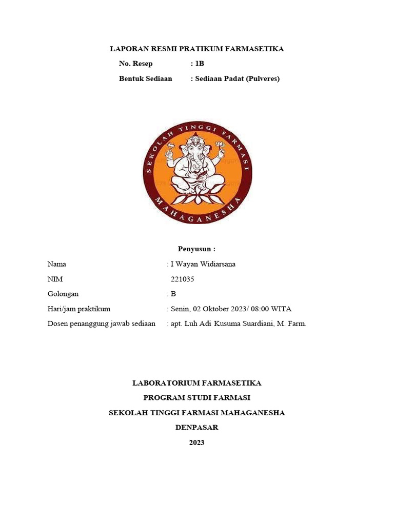 Pratikum Pulveres Farmasetika | PDF | Kesehatan Holistik