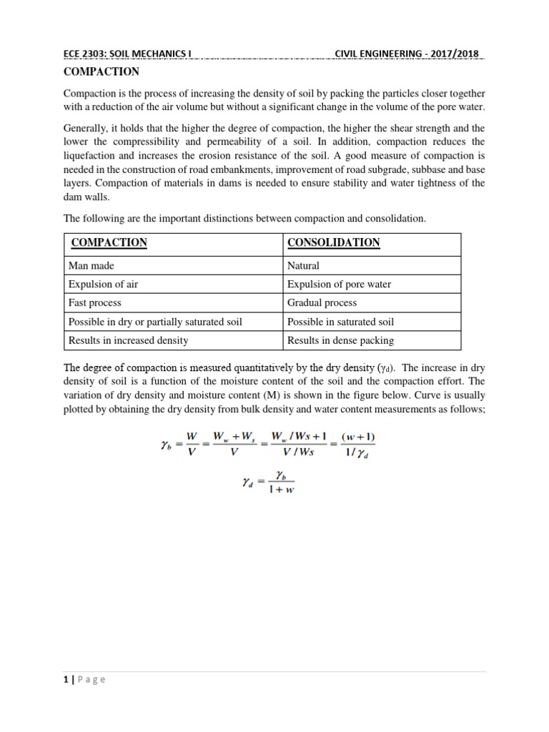 Compaction notes | PDF | Soil Mechanics | Soil