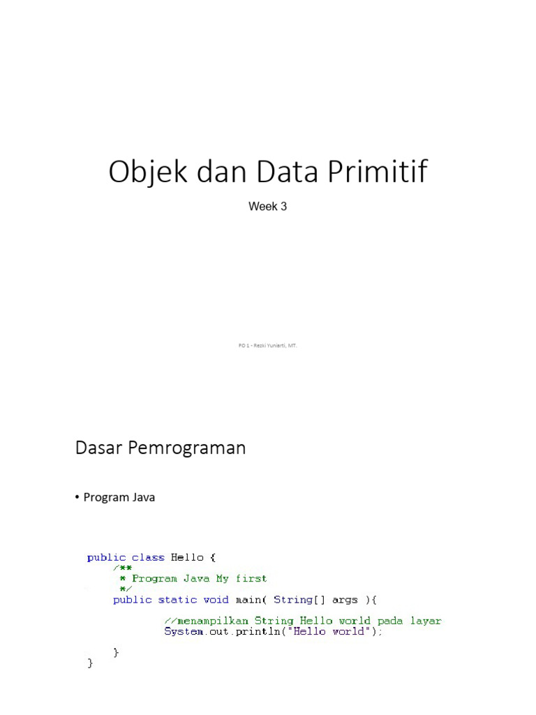 03 Objek Dan Data Primitif | PDF