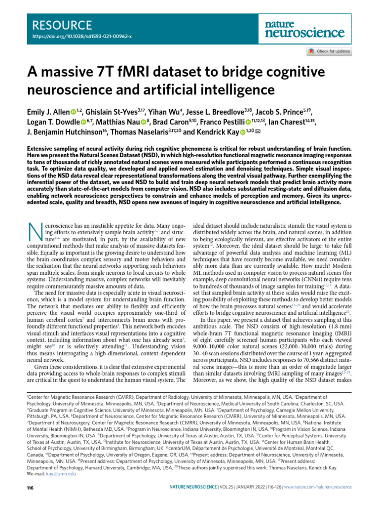 A Massive 7T fMRI Dataset To Bridge Cognitive Neuroscience and ...