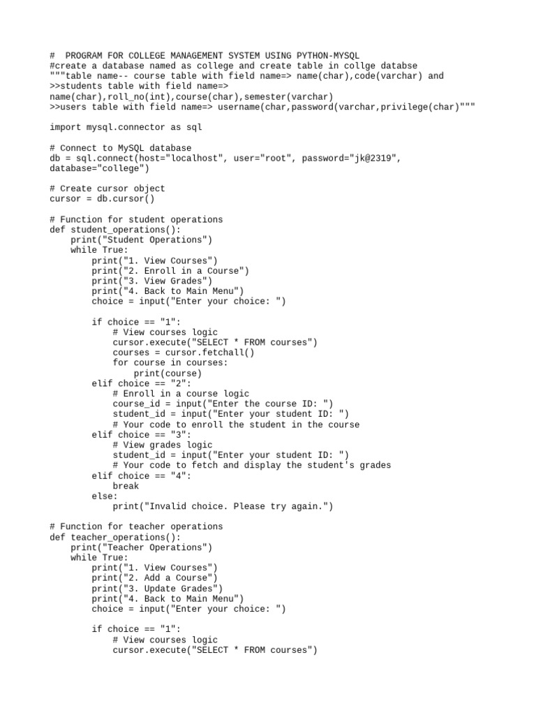 College Management | PDF | Databases | User (Computing)