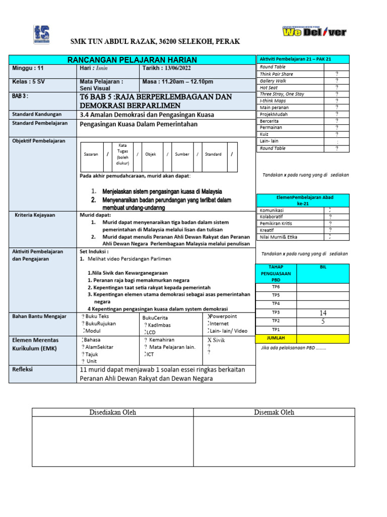 Contoh Borang RPH TS25 | PDF