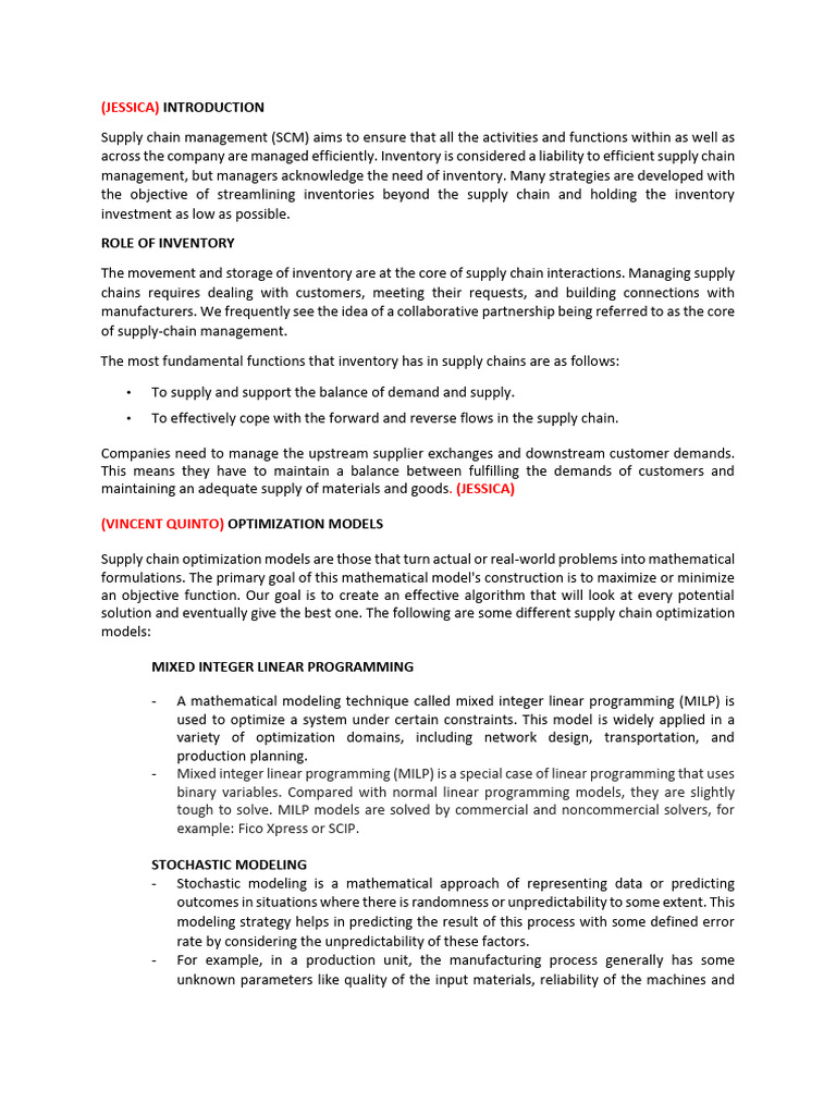 HPC 9 Report | PDF | Supply Chain Management | Linear Programming