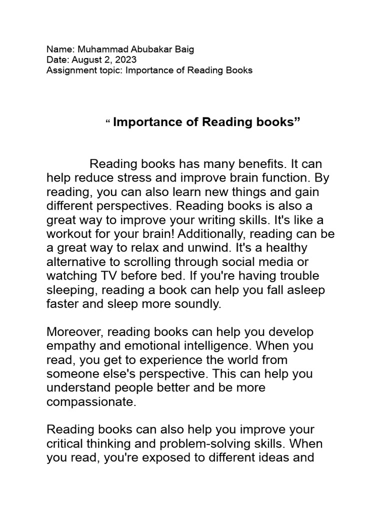Benefits of Reading Books Explained | PDF | Self-Improvement