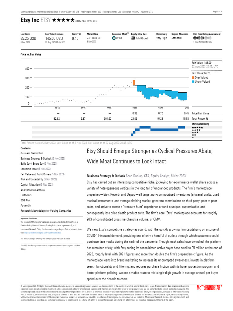 Morningstar Report-636d1778e26a17cb57991bbf | PDF | Etsy | Sales