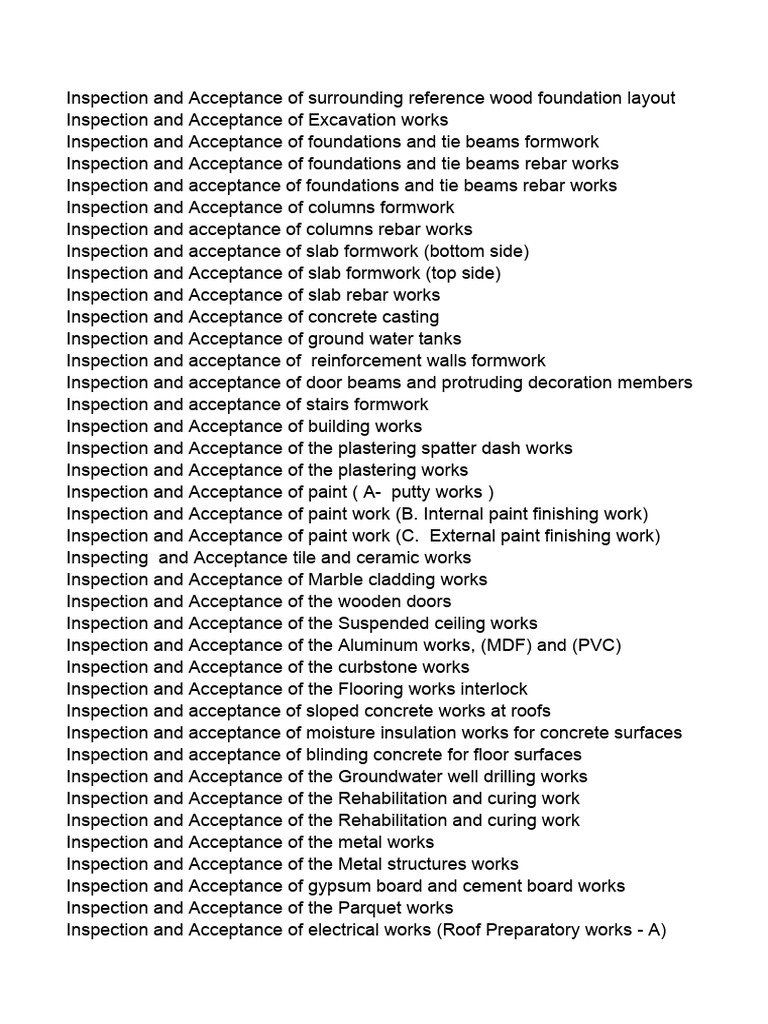 Checklist | PDF | Concrete | Duct (Flow)