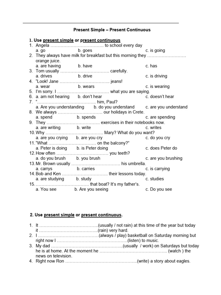 Present Simple Present Continuous | PDF