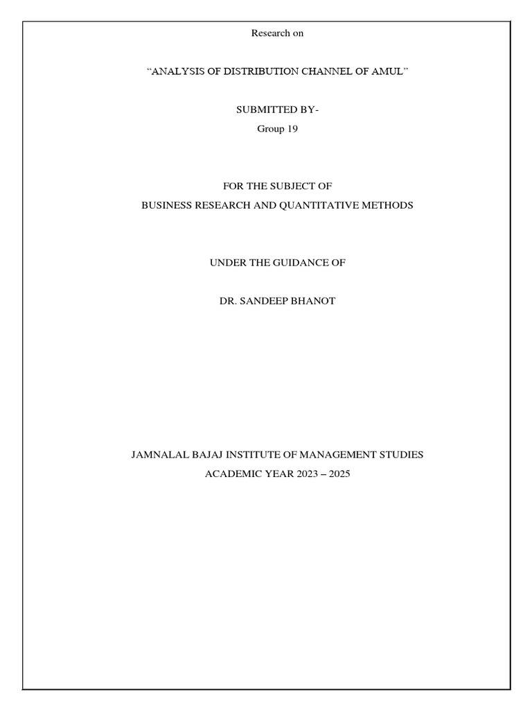 Analysis of Distribution Channel of Amul | PDF