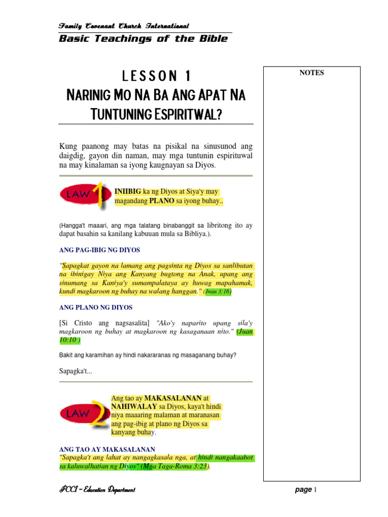 01 Four Spiritual Laws - Tagalog | PDF