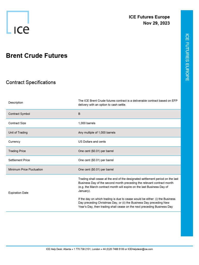 ProductSpec - 219 - ICE Brent | PDF | Futures Contract | Private Sector