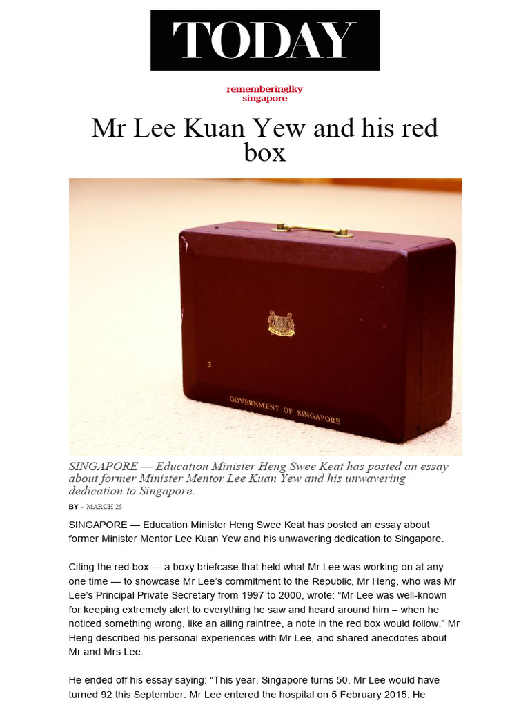 MR Lee Kuan Yew and His Red Box | PDF | Language Arts & Discipline