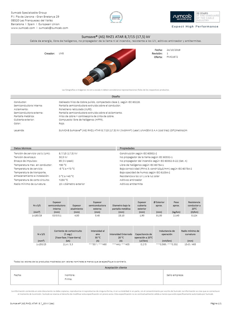 Item 6 - M.T. - Sumsave® (AS) RHZ1 ATAR 8.7 - 15 KV (Cas) | PDF | Materiales | Materiales de ...