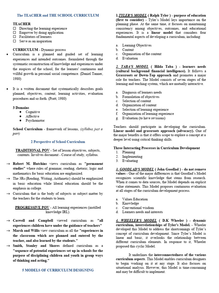 Teacher's Guide to School Curriculum | PDF | Curriculum | Learning