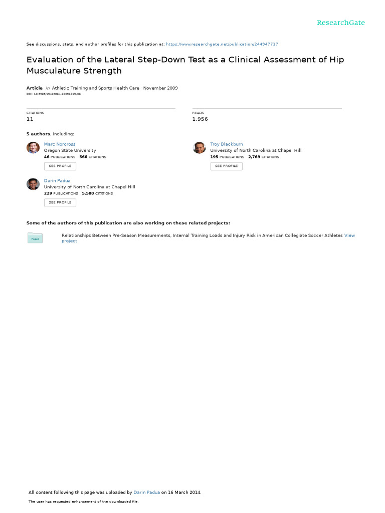Evaluation of The Lateral Step-Down Test As A Clinical Assessment of ...