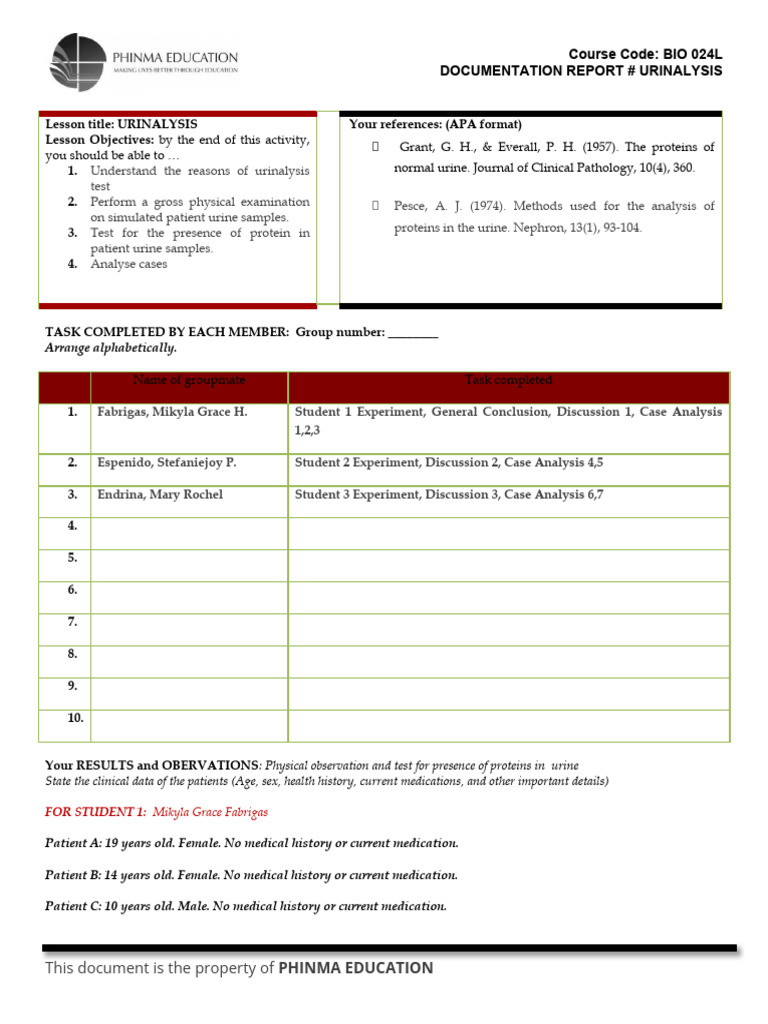 Copy of DOCU. - URINALYSIS | PDF