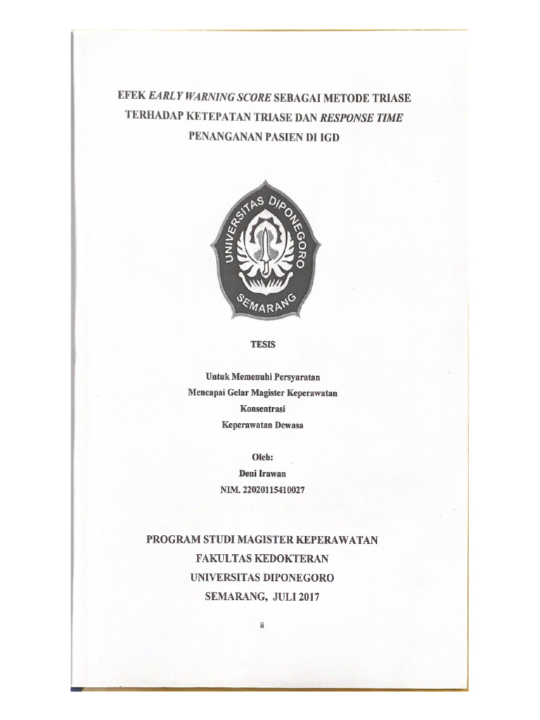 Efek Early Warning Score Sebagai Metode Triase | PDF