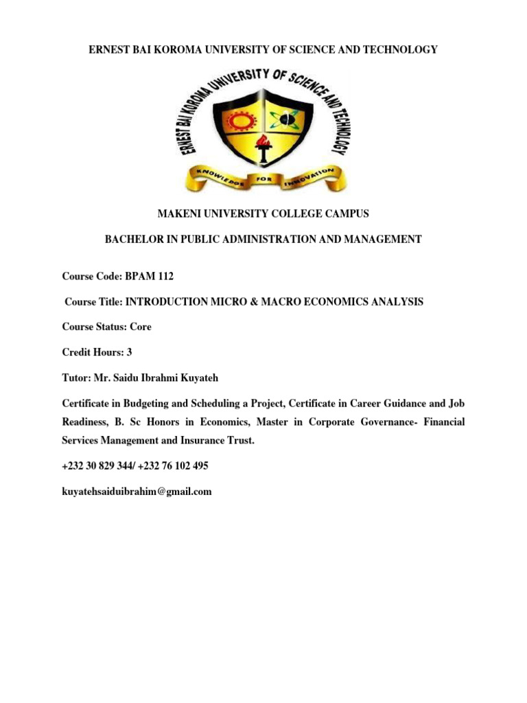 Bpam 112 Course Outline | PDF | Labour Economics | Macroeconomics