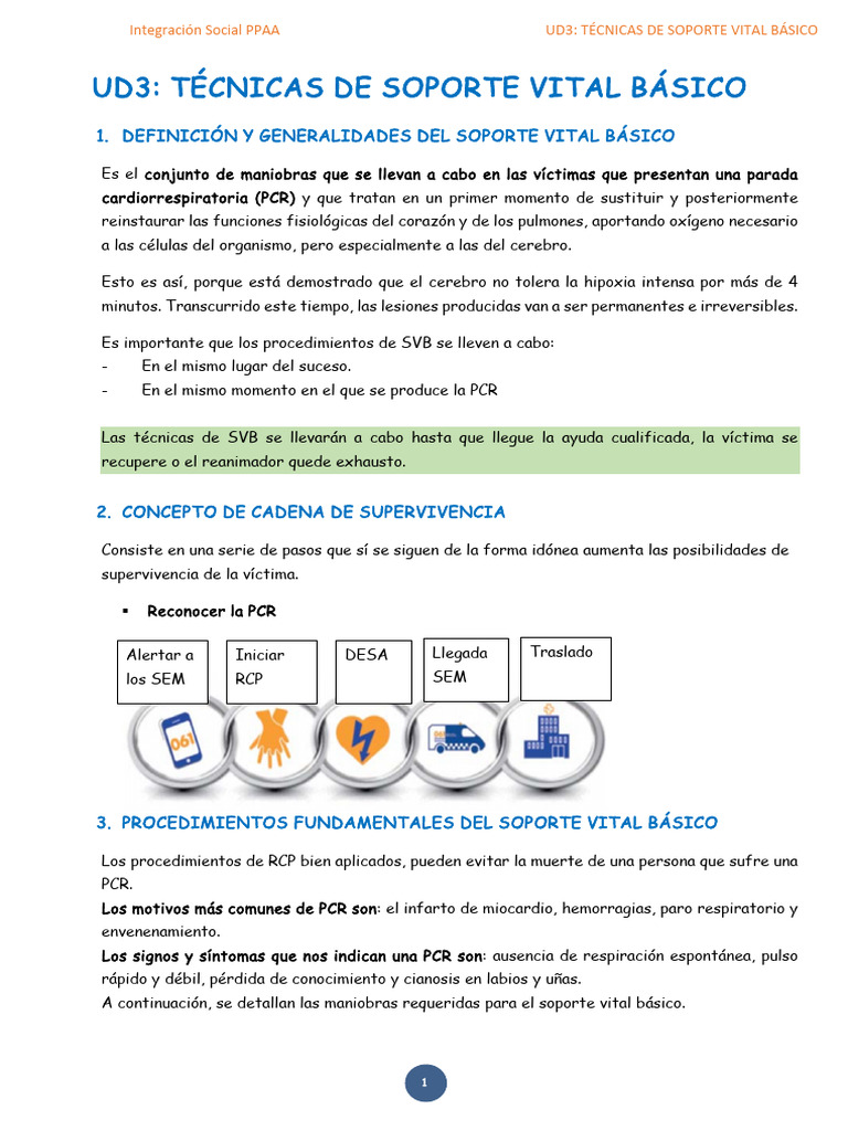 UD3.Técnicas de Soporte Vital Básico - Actualizado | Descargar gratis PDF | Reanimación ...