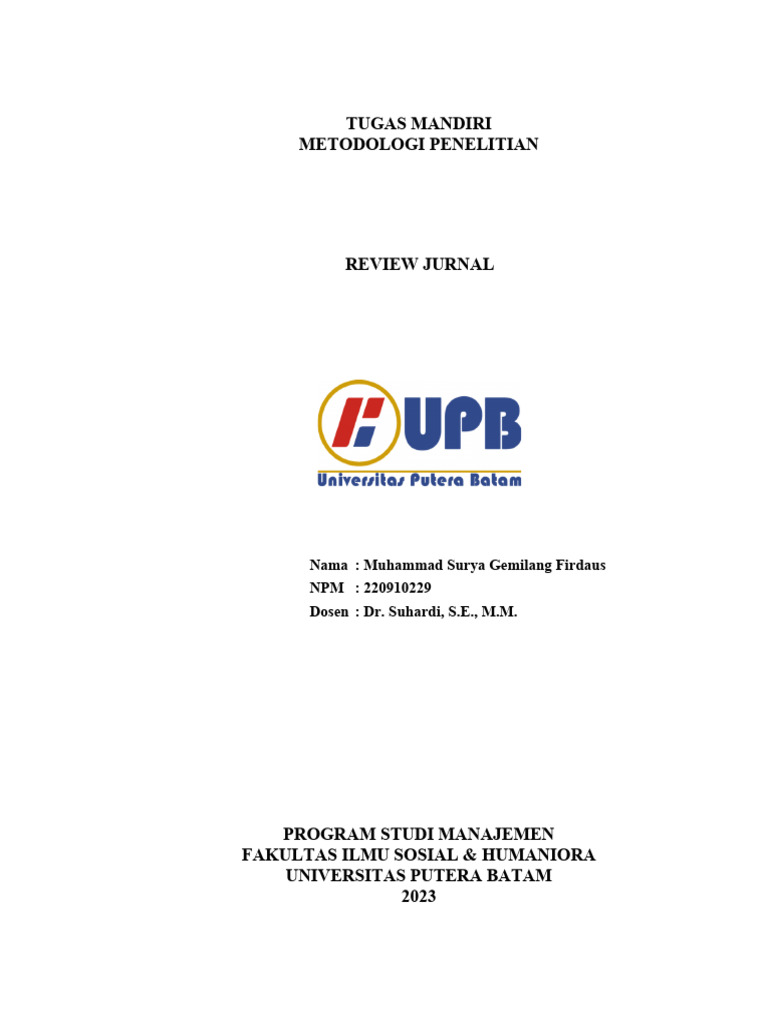 Contoh Review Jurnal Manajemen 2023 | PDF