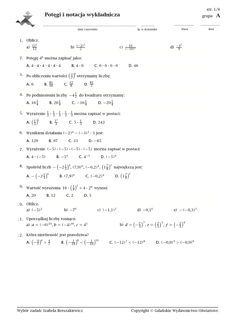 5153839potegi I Notacja Wykladnicza Zadania | PDF