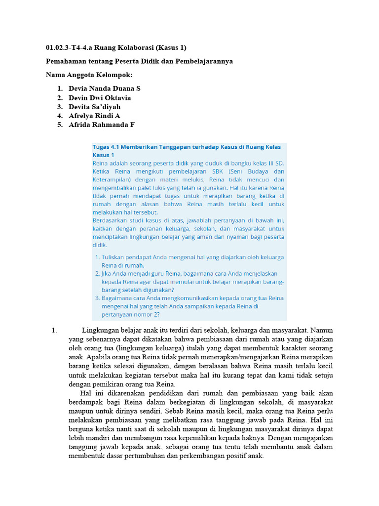 Ruang Kolaborasi Kelompok Topik 4 Kasus 1 | PDF | Karier & Perkembangan | Pengembangan Diri