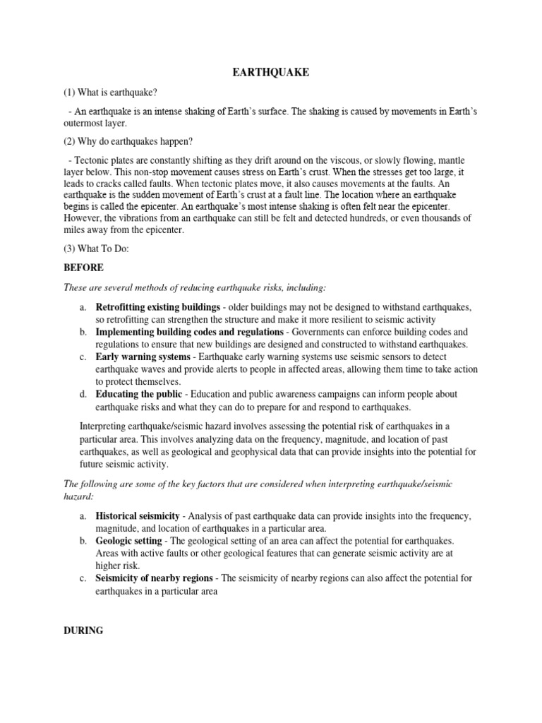 EARTHQUAKE | PDF | Earthquakes | Solid Mechanics
