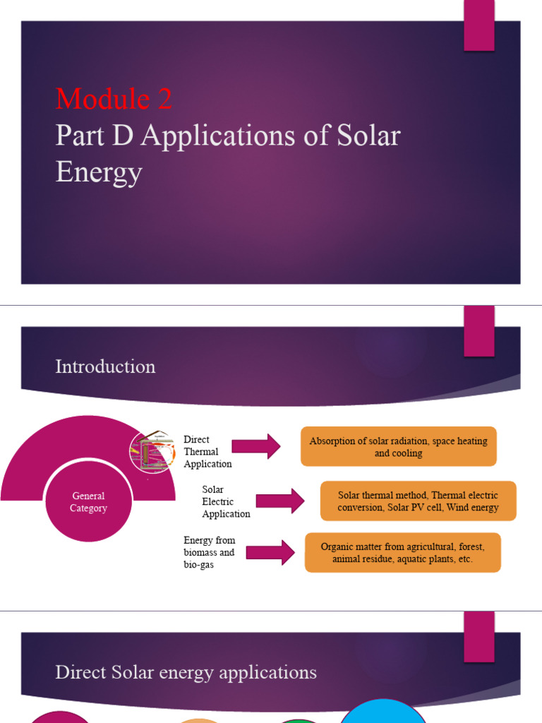 Part D - APPLICATIONS OF SOLAR ENERGY | PDF | Solar Energy | Photovoltaics