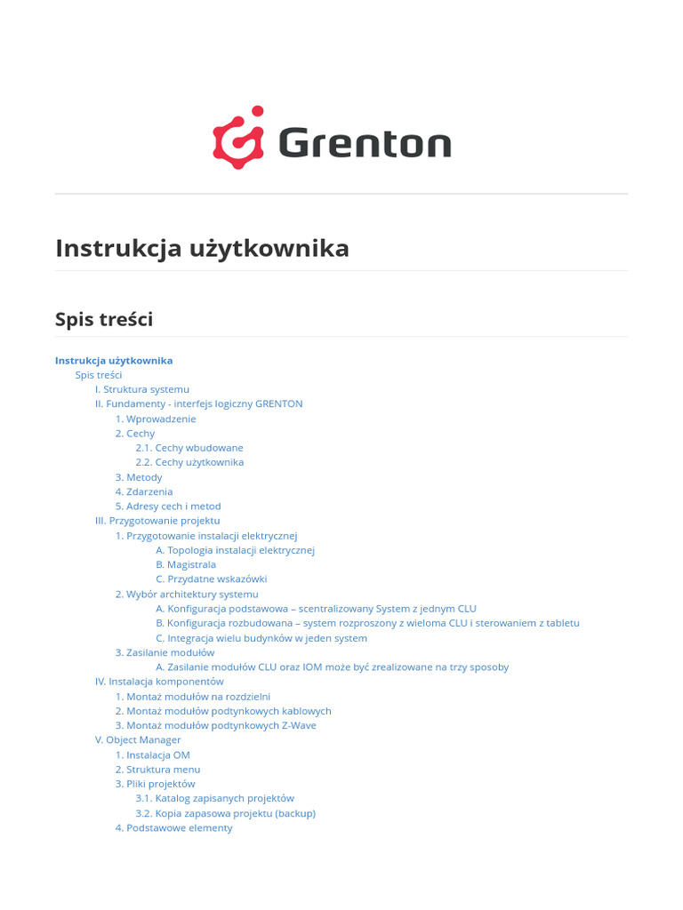Grenton Object Manager Manual PL v.0.2.4 | PDF