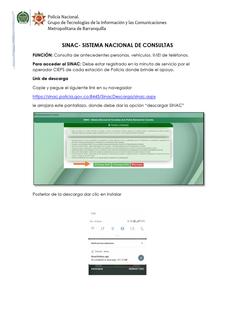 Paso A Paso para Descargar SINAC | PDF