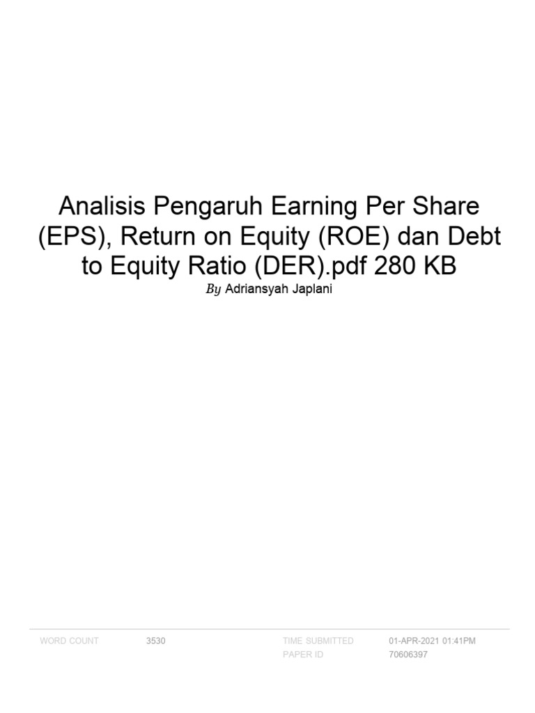 Analisis Pengaruh Earning Per Share EPS Return | PDF