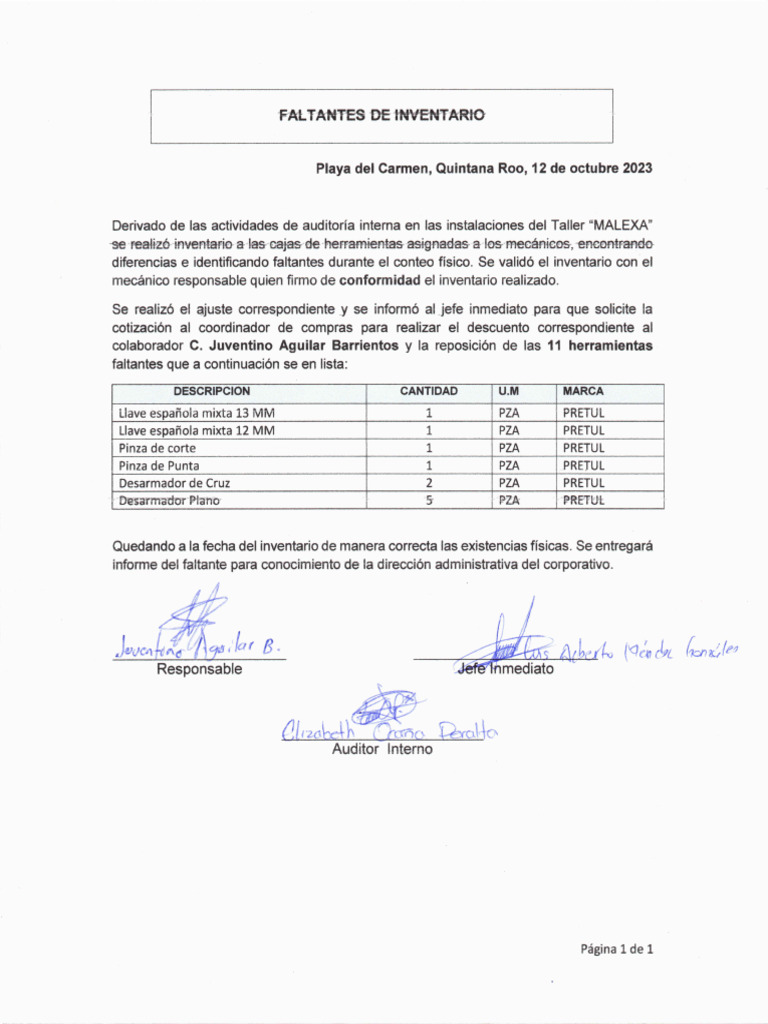 Faltante de Inventario PDF Archivo | PDF