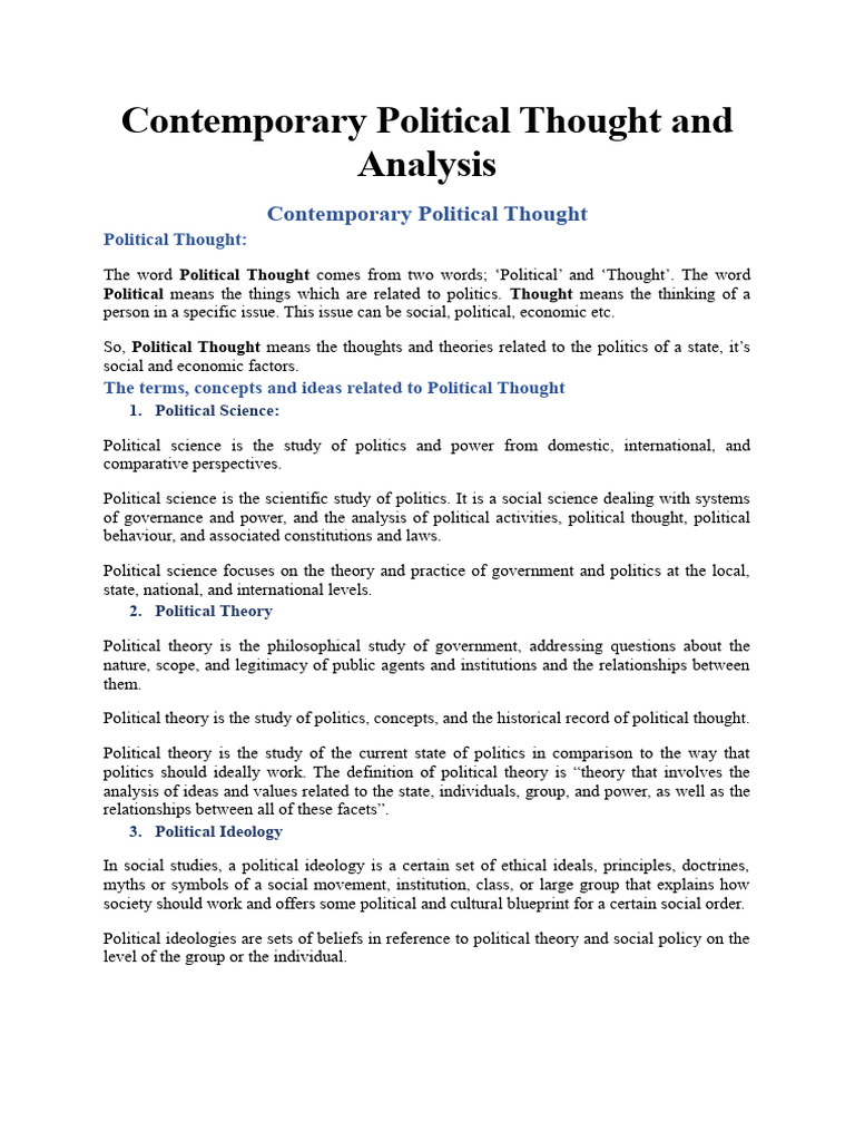 Contemporary Political Thought and Analysis | PDF | Political ...