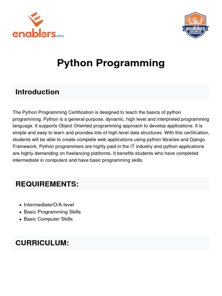 Python Programming Brochure Pdf Python Programming Language Artificial Neural Network